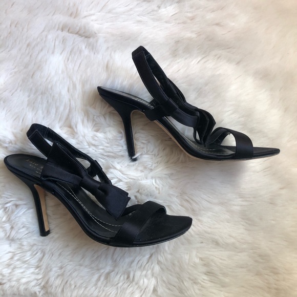 kate spade | Shoes | Kate Spade Ny Black Blue Satin Bow High Heels ...